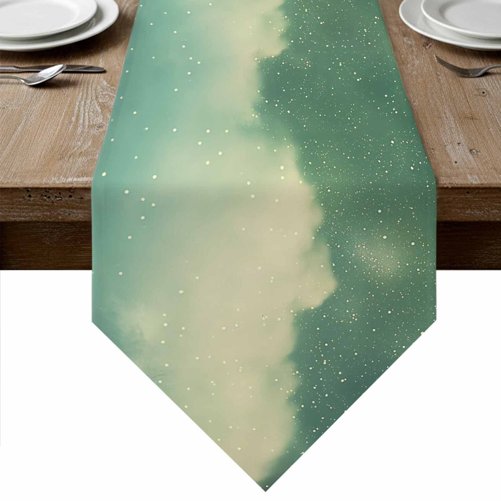 Green Starry Sky Table Runner Linen Burlap Table Runner 36 Inches Small ...
