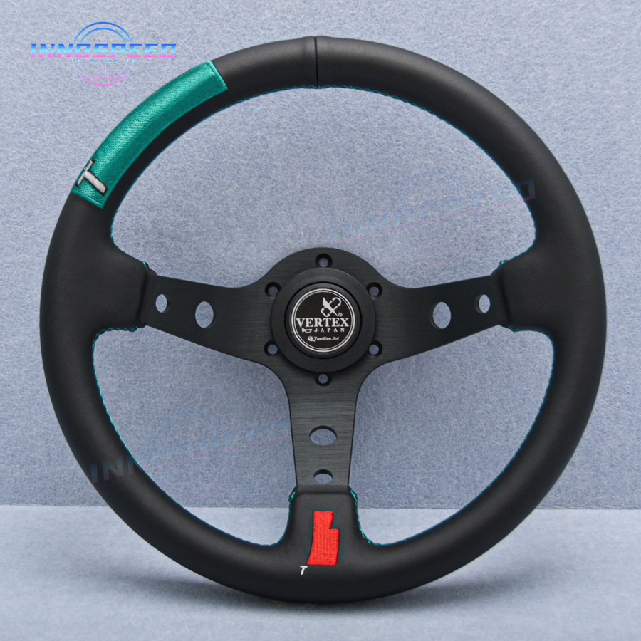 Green Stitch 330mm 13-Inches Embroidery Vertex Leather Deep Dish ...