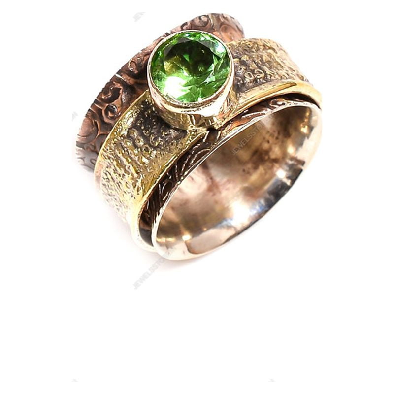 Green Stone Ring Gemstone Spinner Ring Brass Spinner Ring Fidget Ring ...