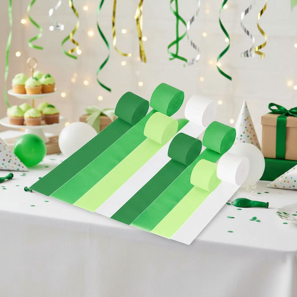 Green Streamers 8 Rolls 656ft, Green Crepe Paper Party Streamer ...