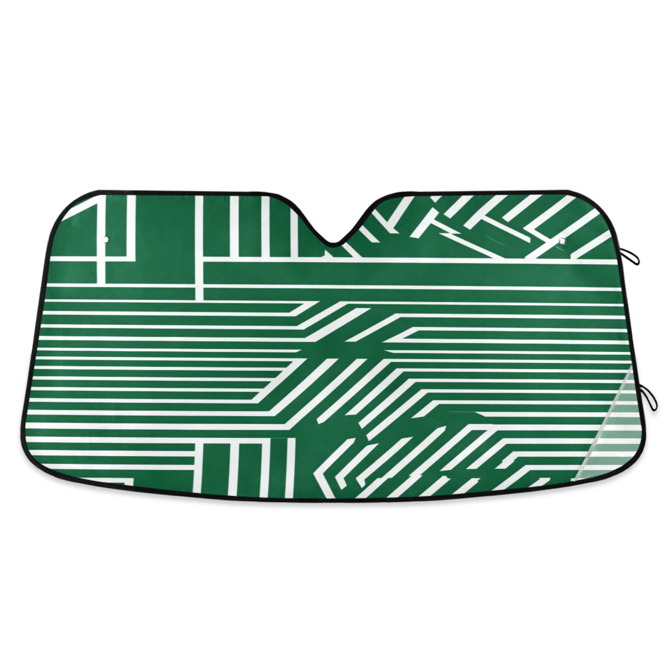 Green Stripe Design Car Sunshade 53x23.5in Windshield Sunscreen 4 ...