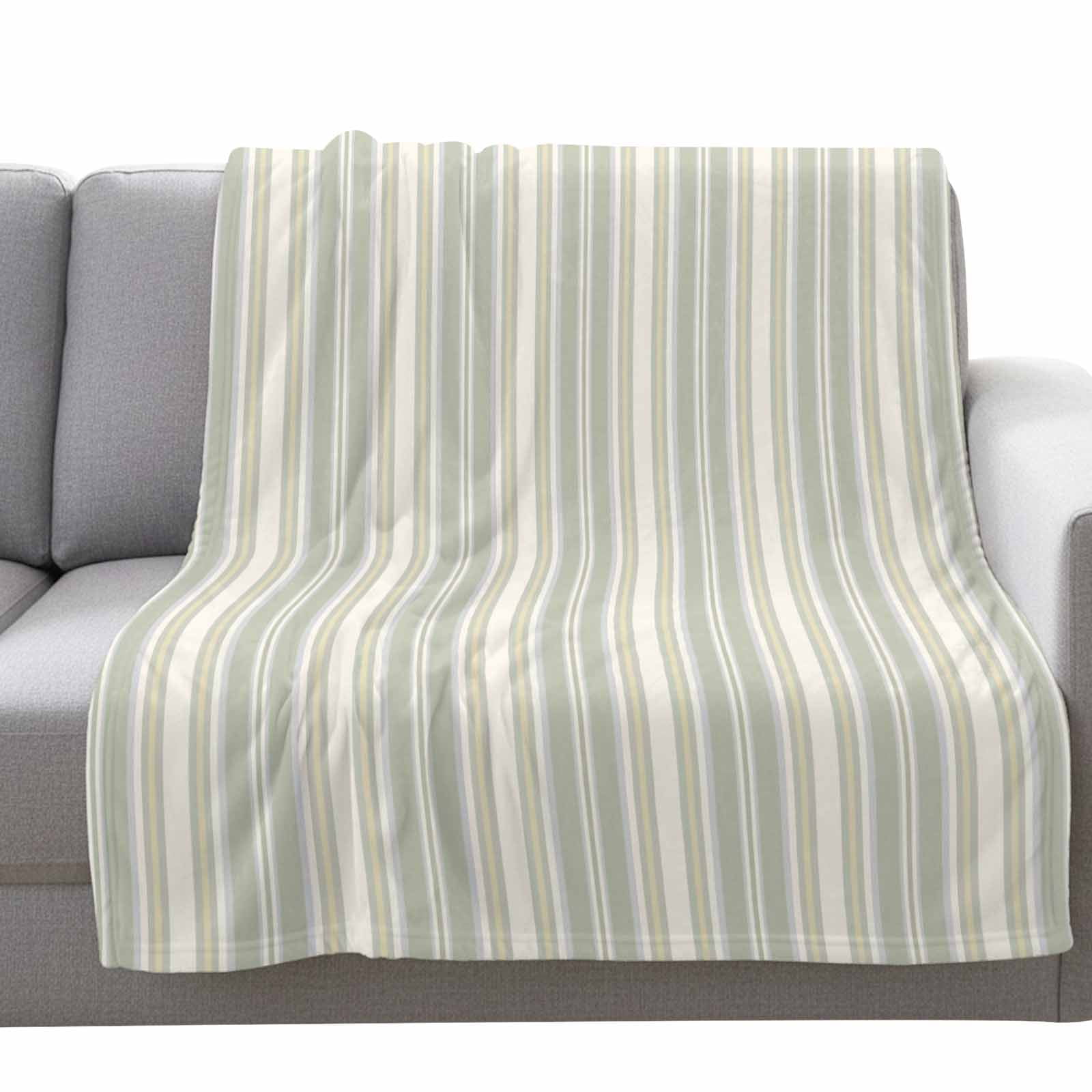 Green Stripe Fleece Throw Blanket Lightweight Vintage Abstract Art ...