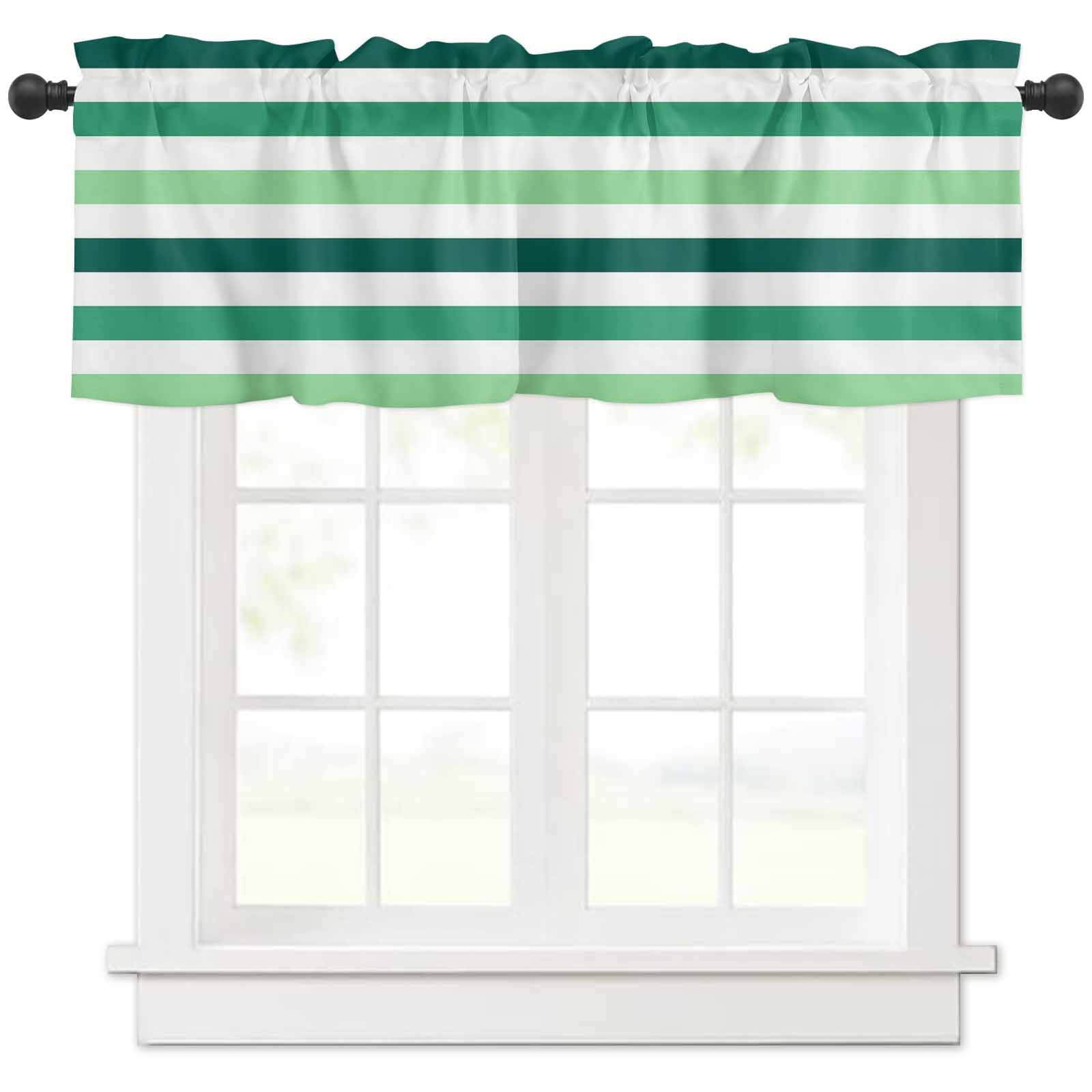 Green Stripe Ombre Valance for Windows Geometric Striped Window ...