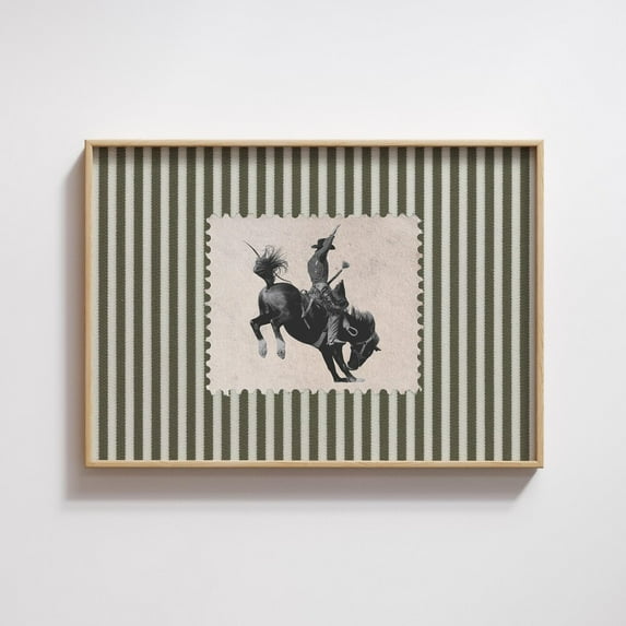 Green Stripe Rodeo Poster: Trendy Western Wall Art Horizontal Cowboy ...