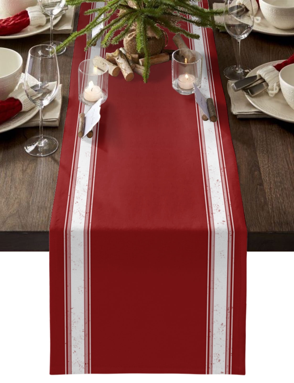 Green Stripe Solid Texture Table Runner Home Wedding Table Flag Mat ...