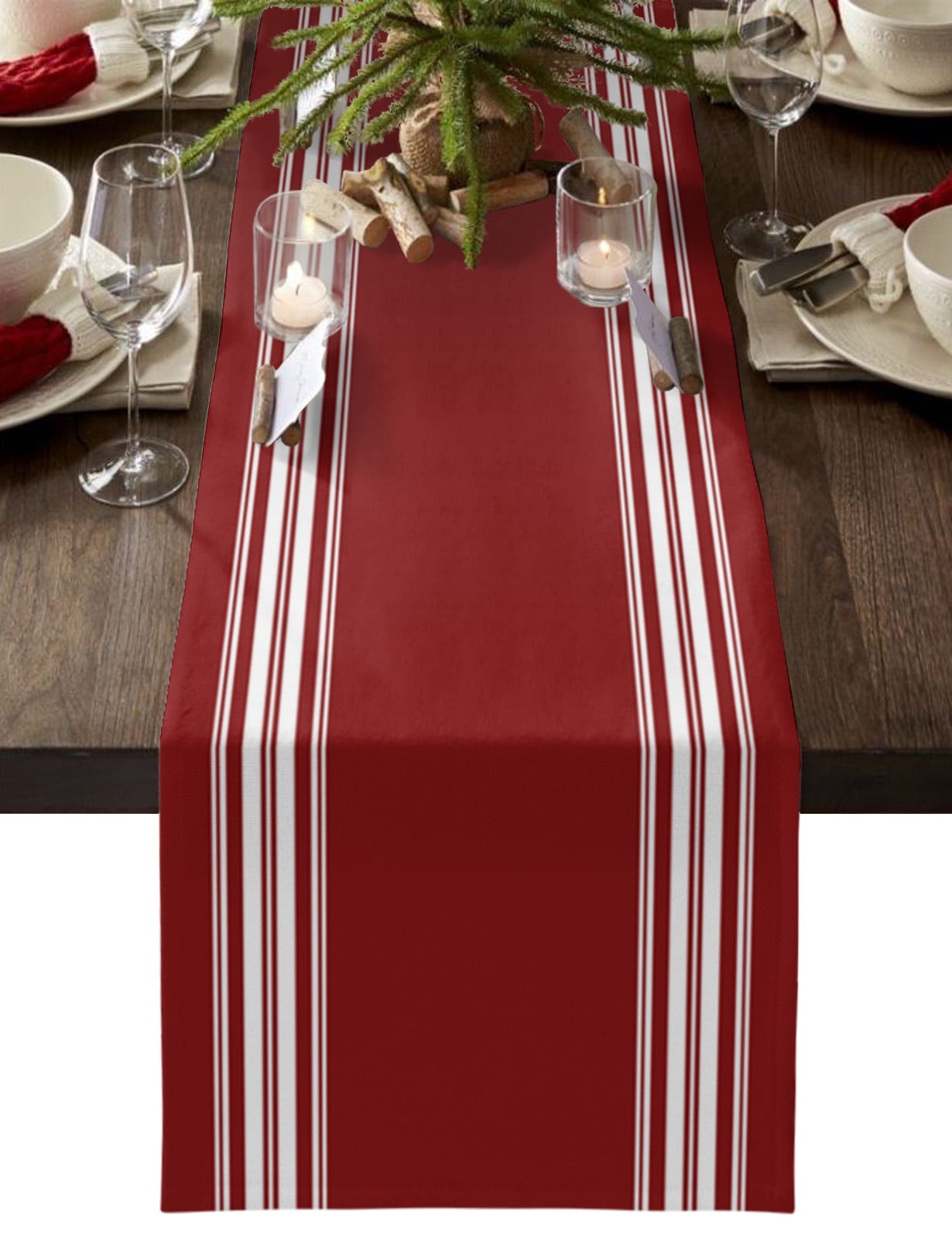 Green Stripe Solid Texture Table Runner Home Wedding Table Flag Mat ...