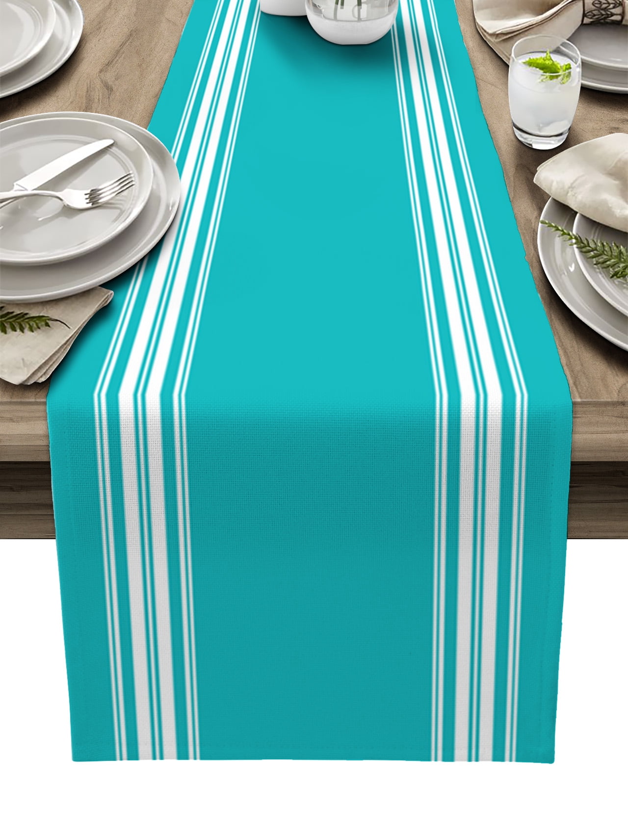 Green Stripe Solid Texture Table Runner Home Wedding Table Flag Mat ...