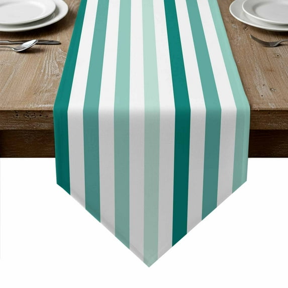 Green Stripe Table Runner Linen Burlap Table Runner 48 Inches Long ...