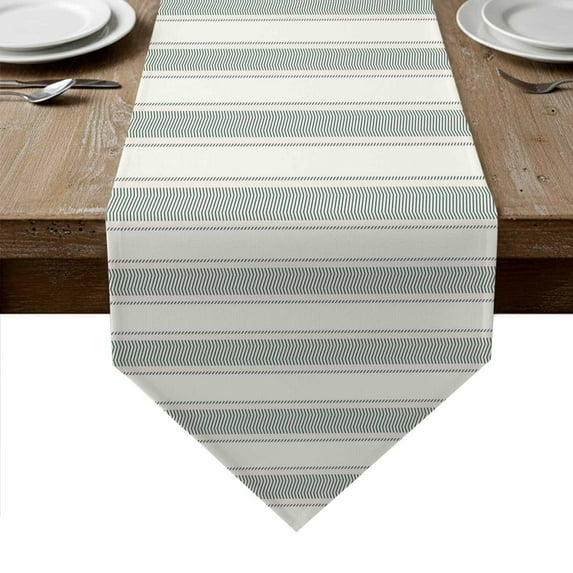 Green Stripe Table Runner Linen Burlap Table Runner 70 Inches Long ...