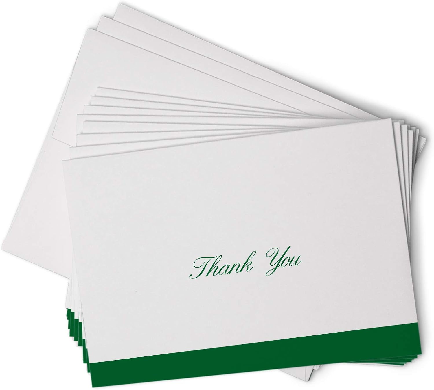 Green Striped Formal Thank You Cards in Cursive - Bulk Set of 100 ...