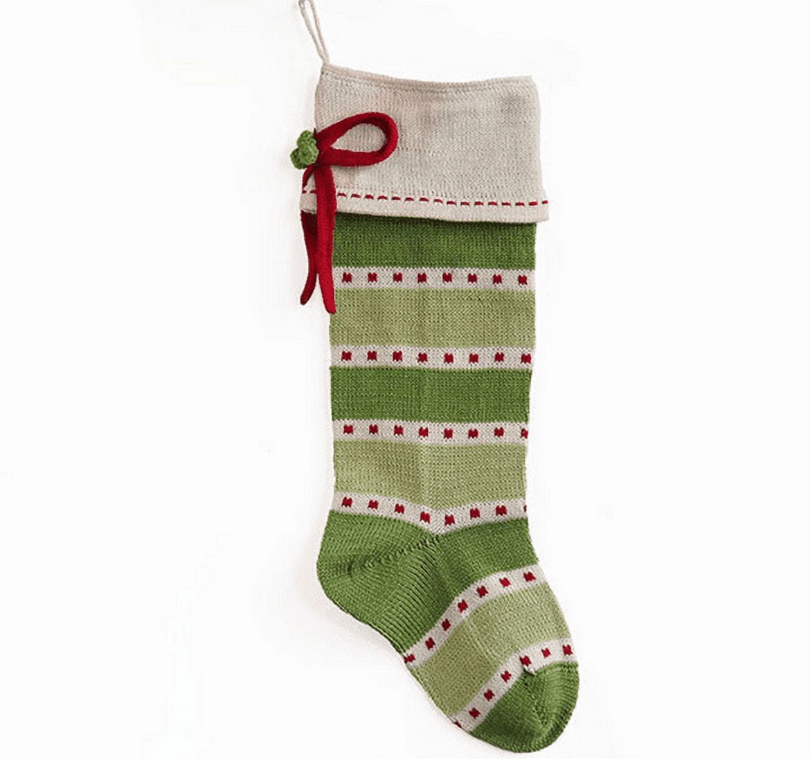 Green Striped Hand Knitted Christmas Stocking - Walmart.com