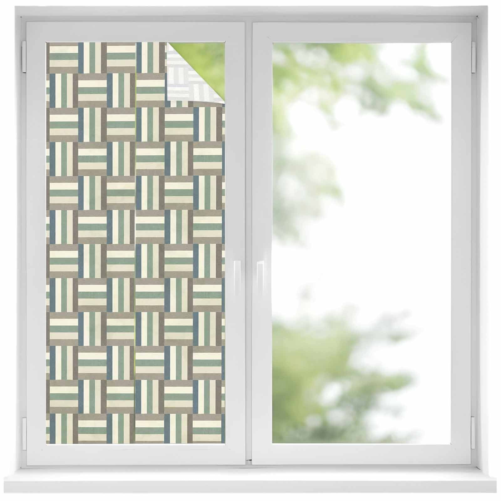 Green Stripes Texture Window Privacy Film, Retro Minimalist Geometric ...