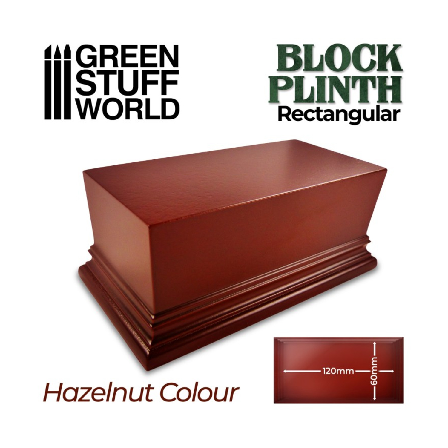Green Stuff World Rectangular Top Display Plinth - 12x6cm (Hazelnut ...