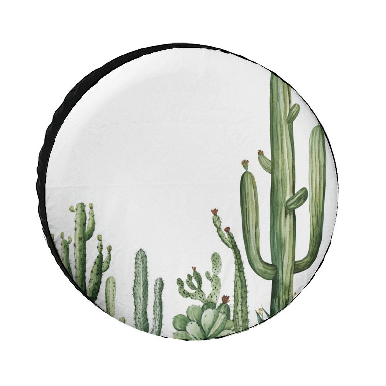 Green Succulents Camper Spare Tire Cover Watercolor Cactus with Flowers ...