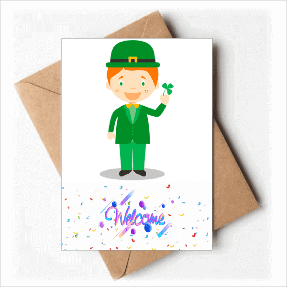 Green Suit Ireland Cartoon Welcome Back Greeting Cards Envelopes Blank ...