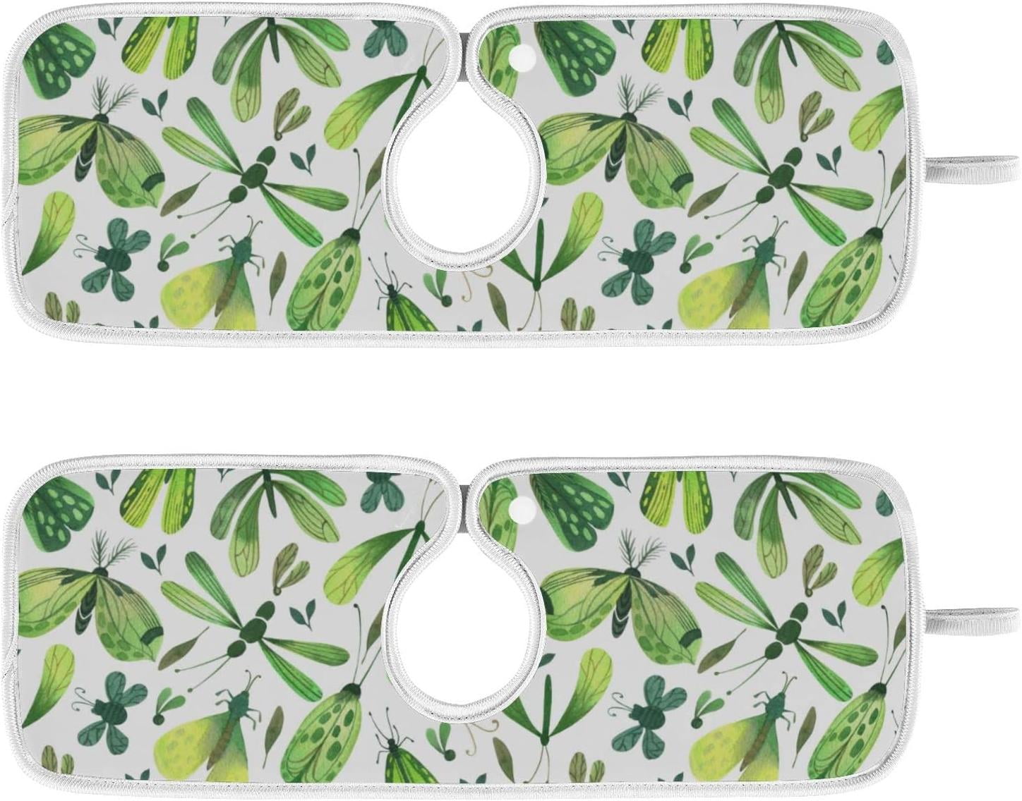 Green Summer Beetles Dragonfly and Butterfly 2PCS Faucet Absorbent Mat ...