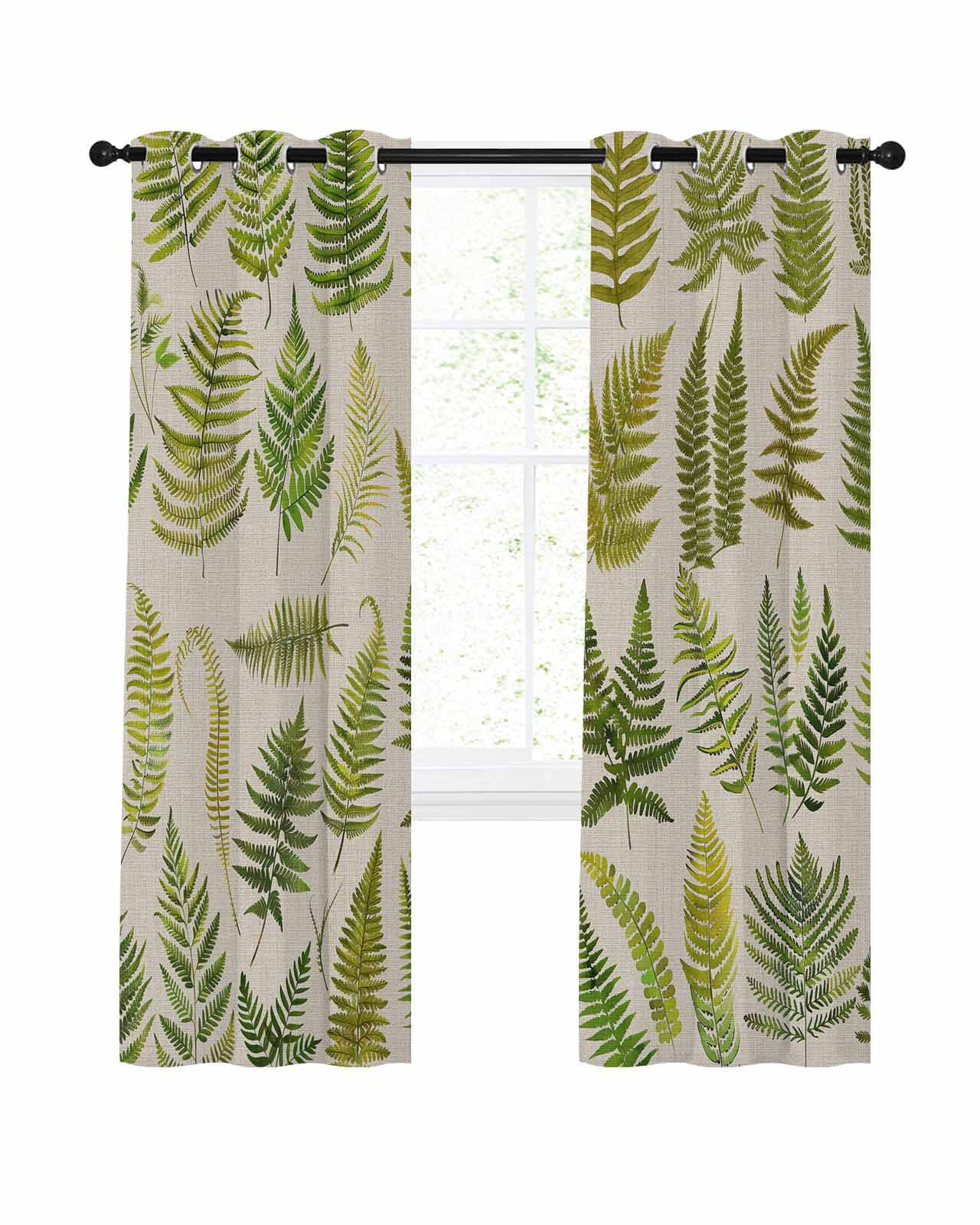 Green Summer Botanical Blackout Curtains 45 Inches Long for Bedroom ...