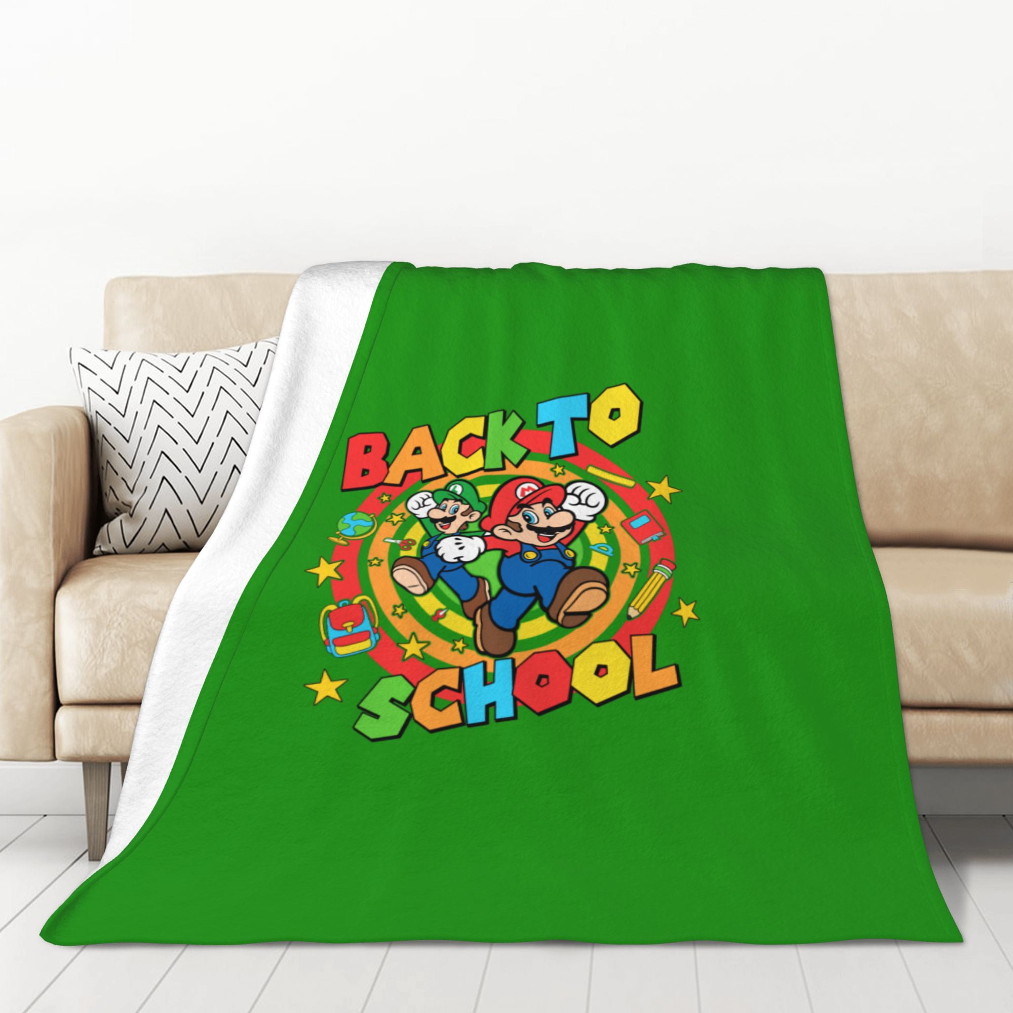 Green Super Mario Back To School Blanket for Men Women Plush 320GSM-50 ...