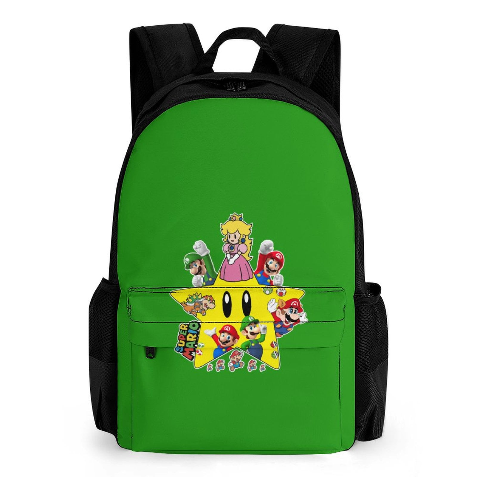 Green Mari-o Star Backpack with Adjustable Straps, Multiple Pockets ...