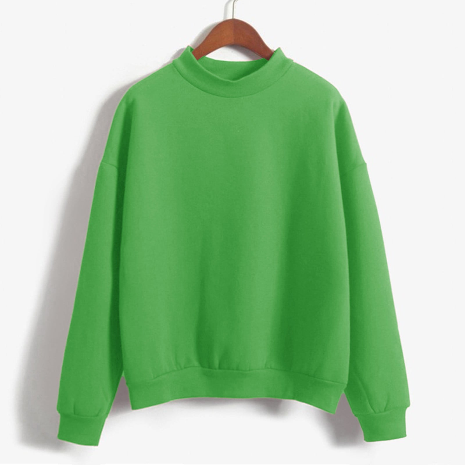Green Sweatshirt for Women, Woman Solid Color Sweatshirts Oneck Custom ...