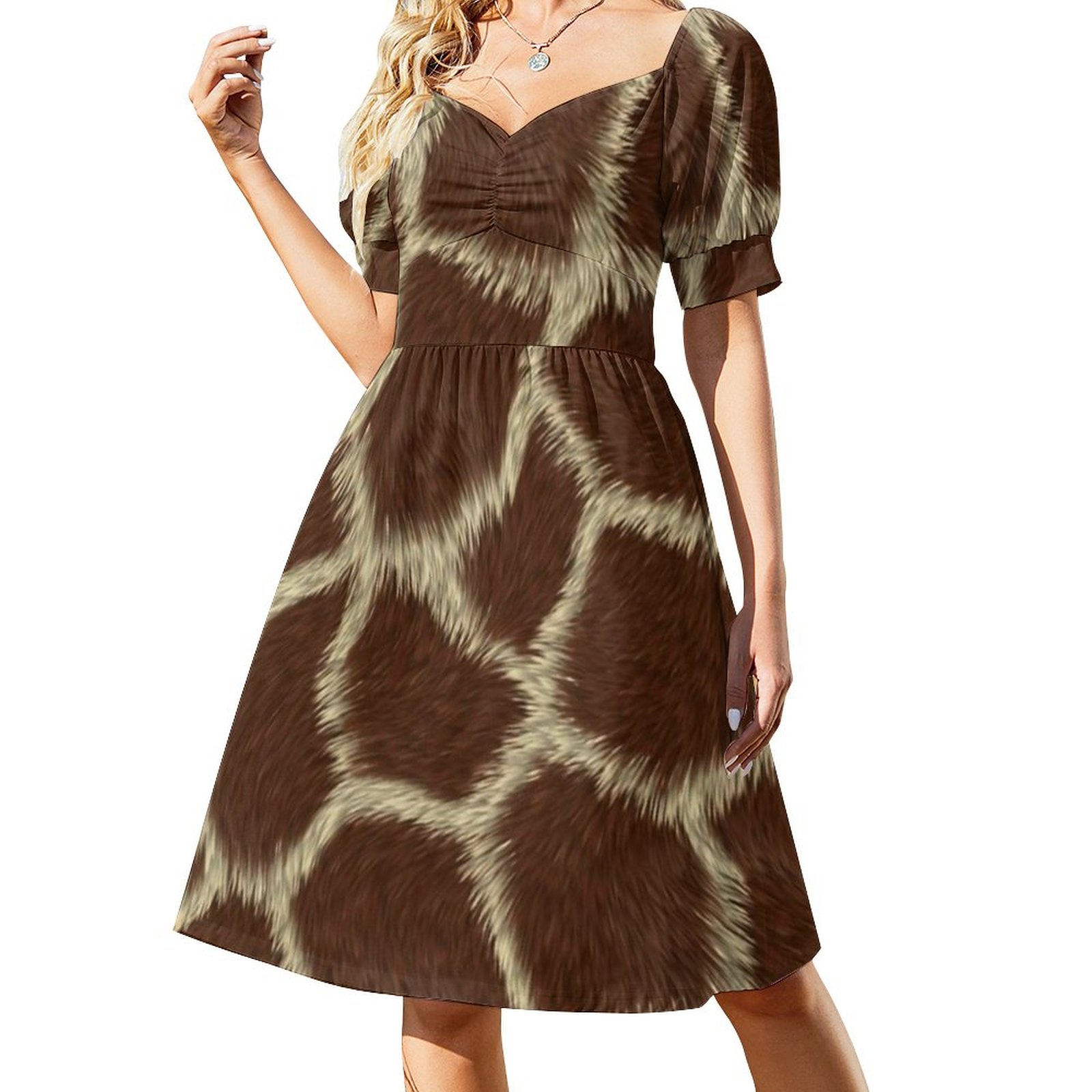 Green Swirl Cow Print Dress Animal Graphic Cow Retro Dresses Summer ...