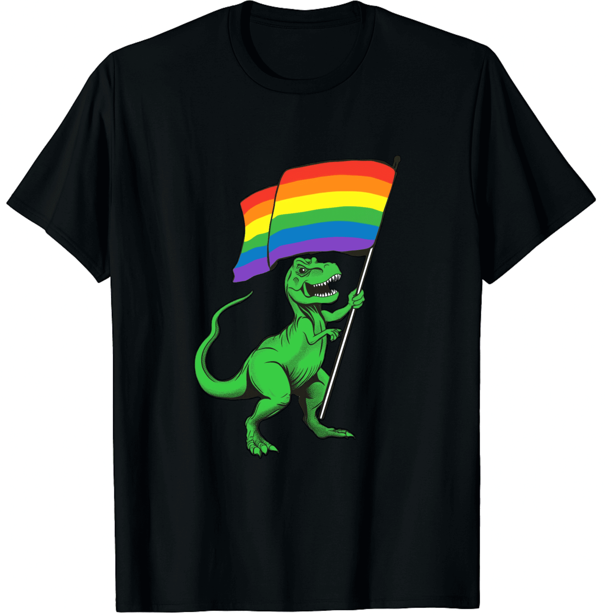 Green T-Rex Holding Rainbow Flag Pride LGBTQ Unisex T-Shirt - Walmart.com