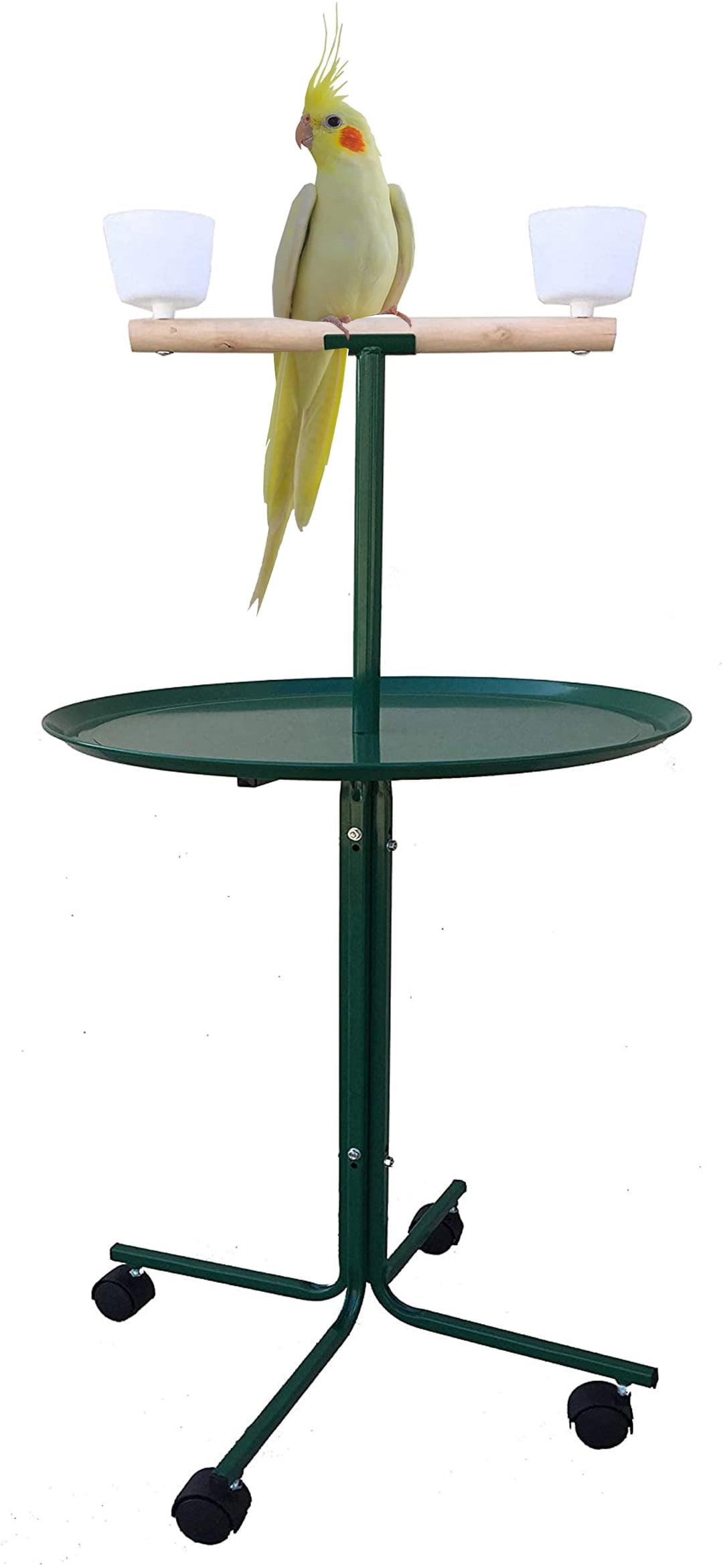 Green T-Stand Perch Play Stand Metal Base Parrot Bird Cage With Rolling ...