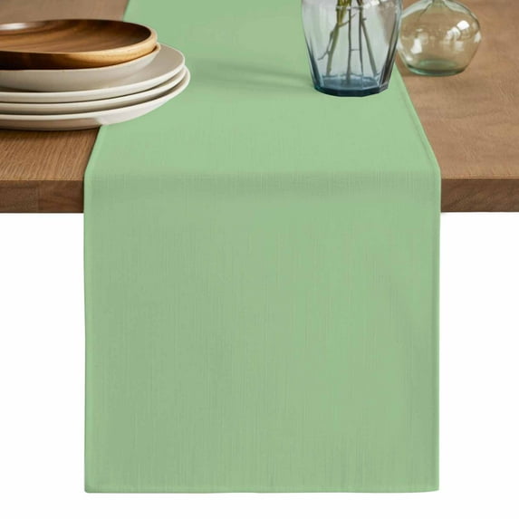 Green Table Runner, Minimalist Solid Color Modern Abstract Washable ...