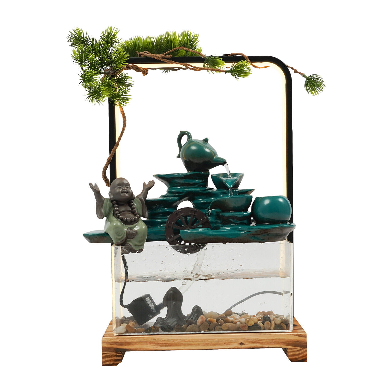 Green Tabletop Water Fountain,Mini Indoor Waterfall,Tabletop Water ...