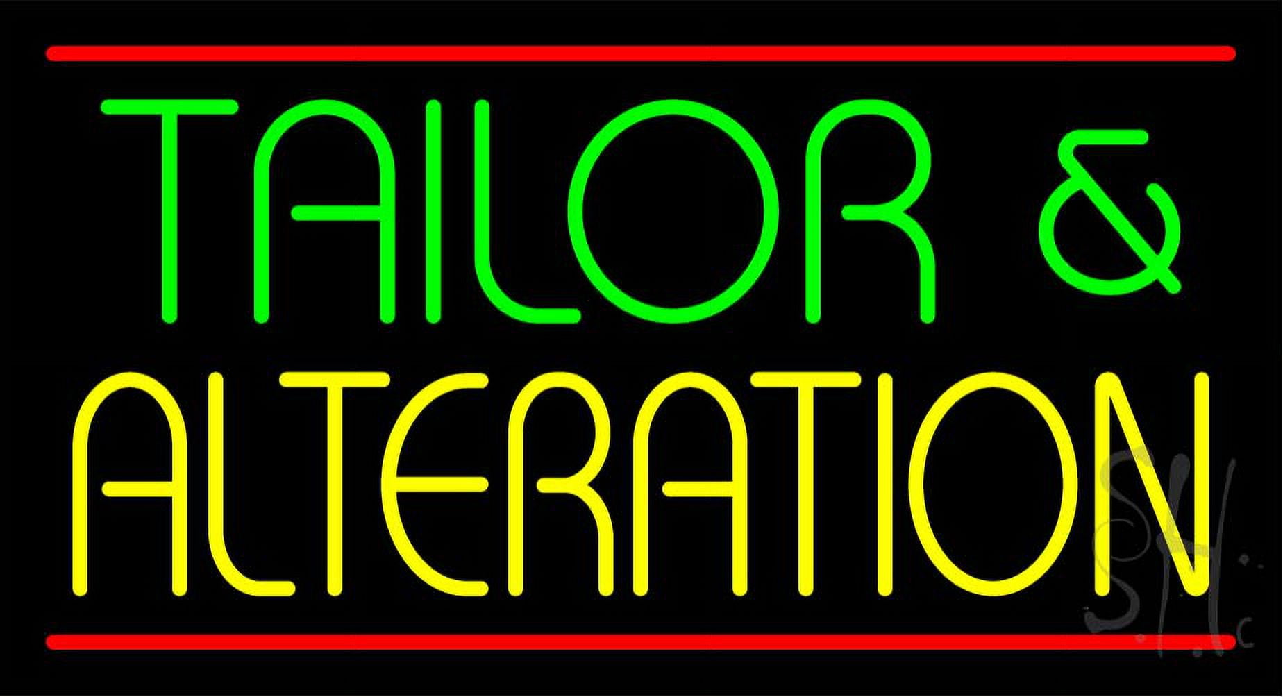 Green Tailor and Red Alteration Blue Border LED Neon Sign 13" Tall x 24 ...