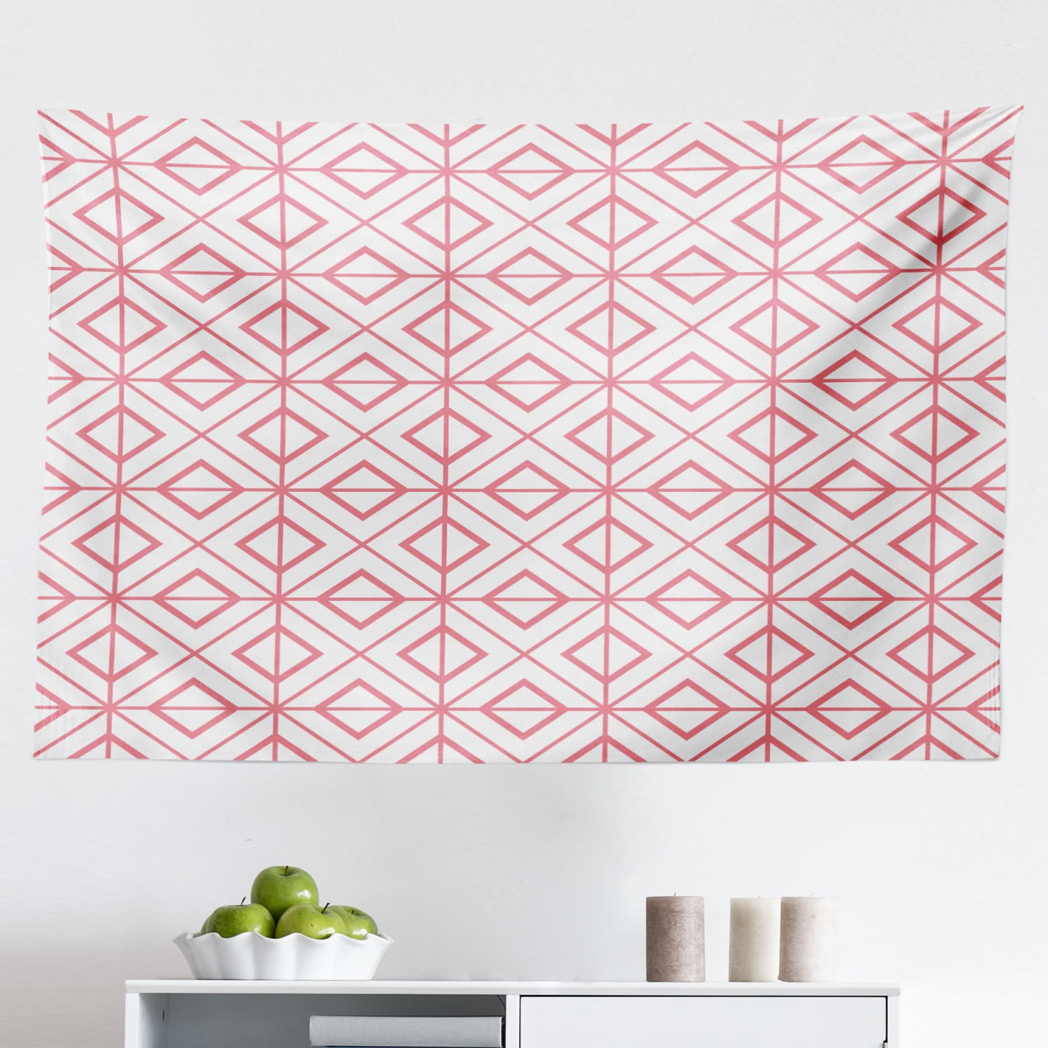 Green Tapestry, Maze Shaped Squares Rectangulars Geometrical Lines ...