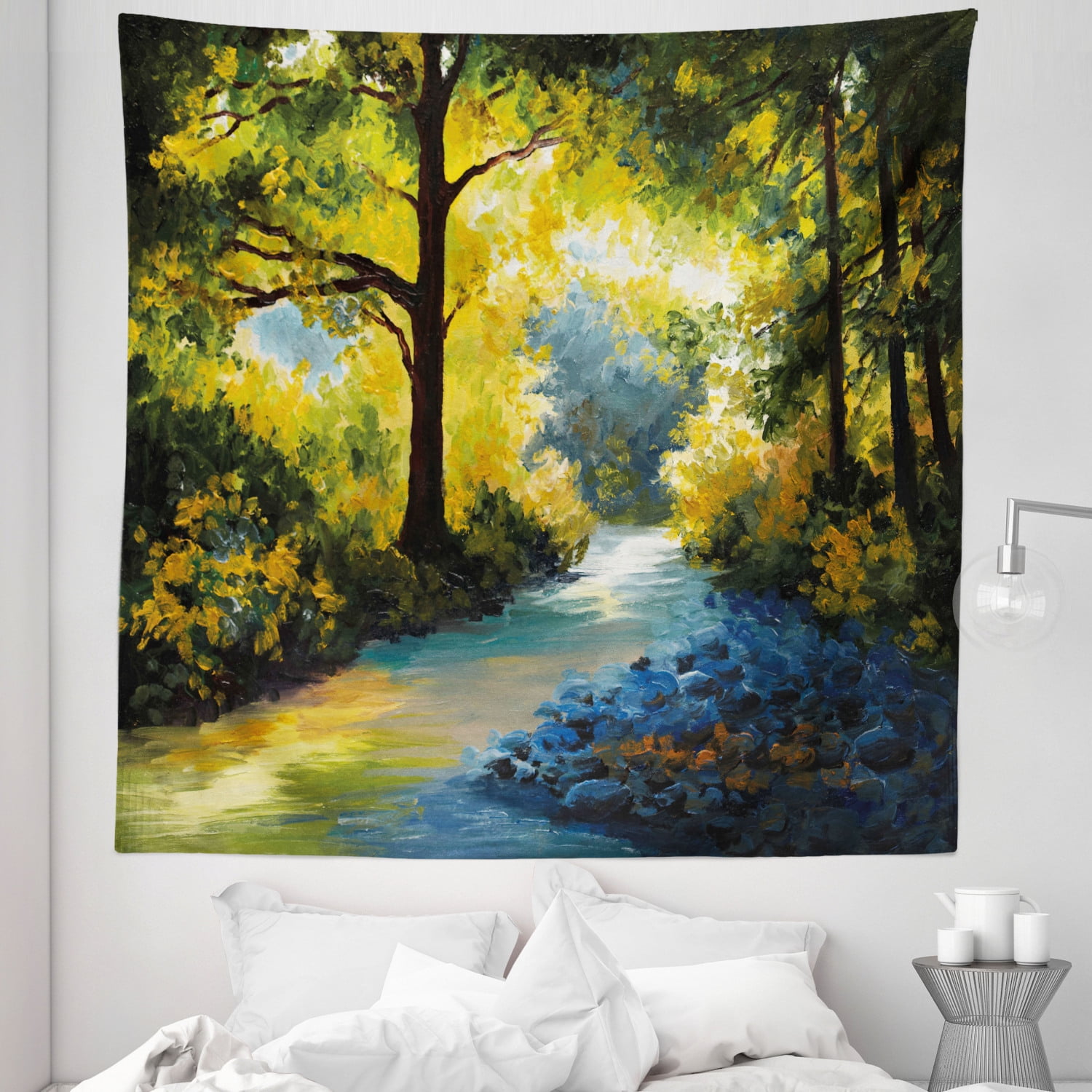 Green Tapestry, Mother Nature Theme Oil Painting Style Forest Meadows ...