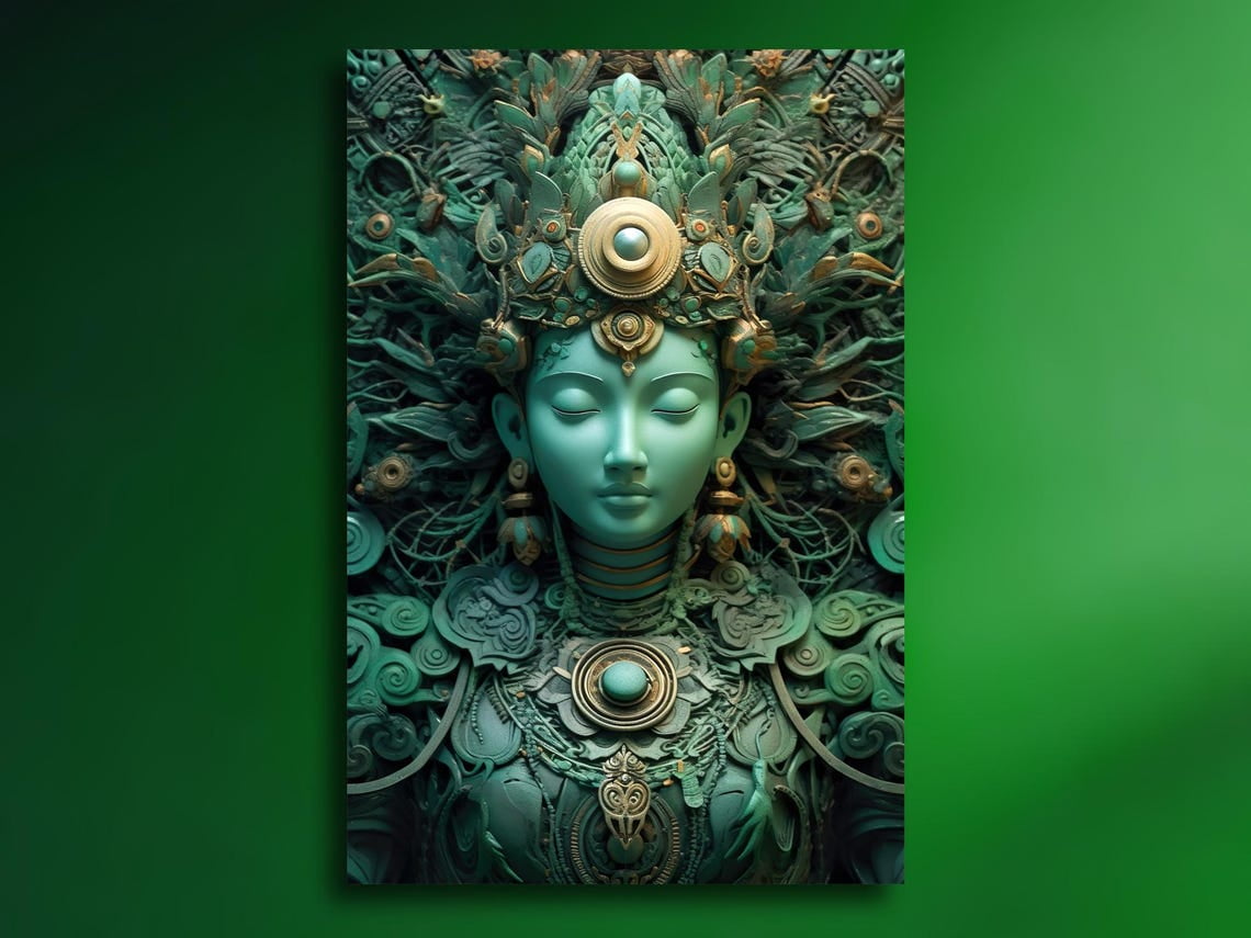 Green Tara Premium Matte Poster, Tibetan Buddhist Deity Goddess Wall ...