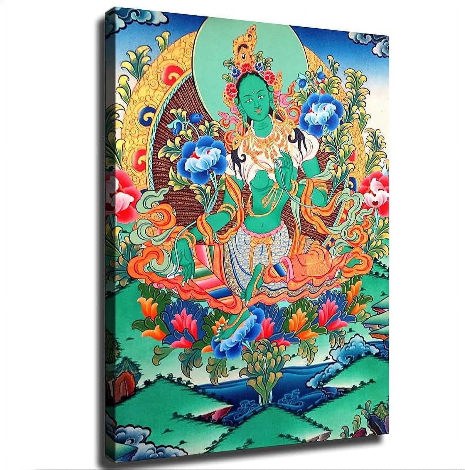 Green Tara Tibetan Thangka Mother Goddess Canvas Poster Modern ...