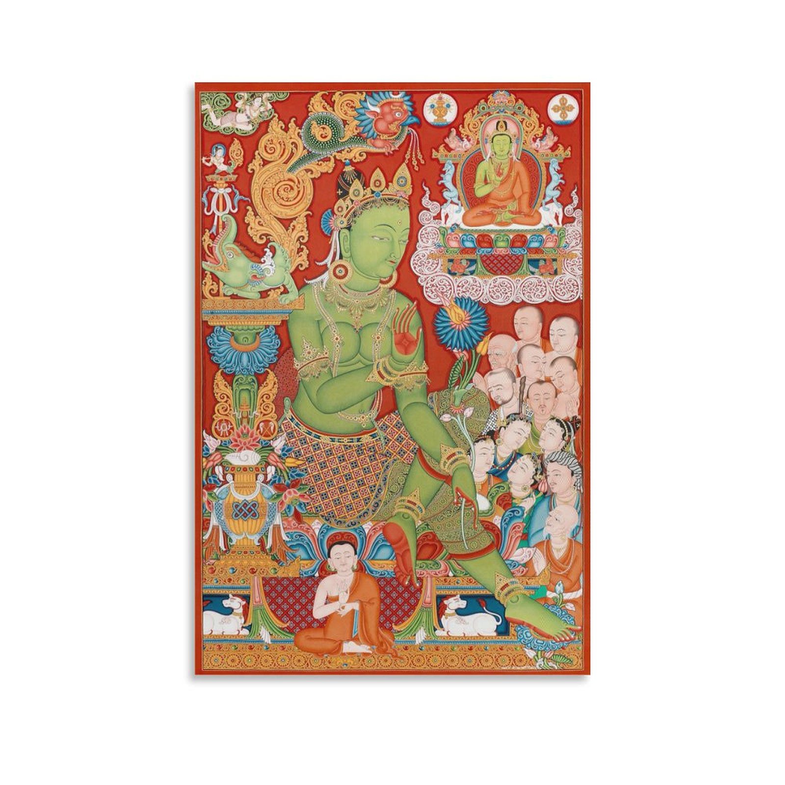 Green Tara Tibetan Thangka Mother Goddess Canvas Wall Art Poster ...
