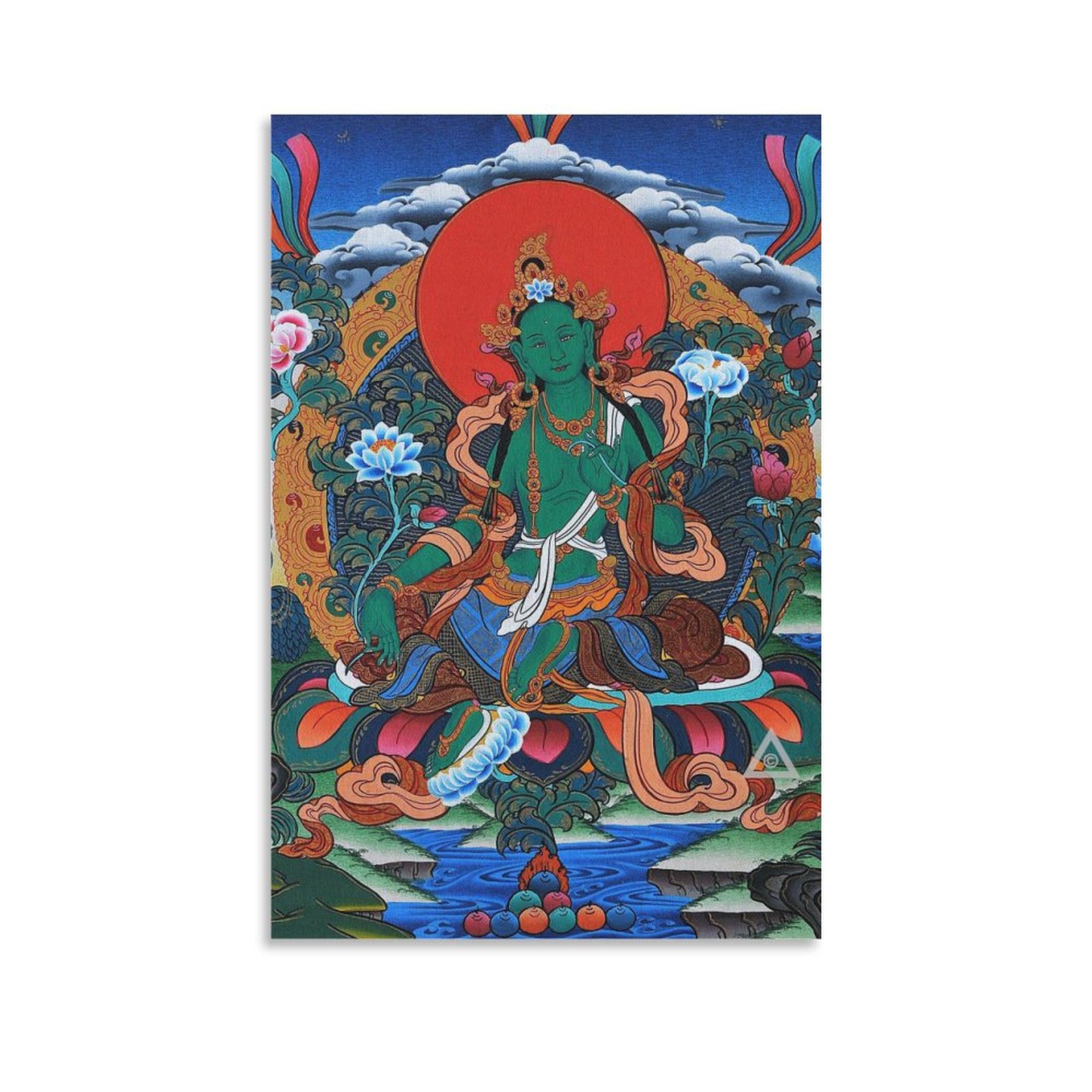 Green Tara Tibetan Thangka Poster Canvas Art Poster and Wall Art ...