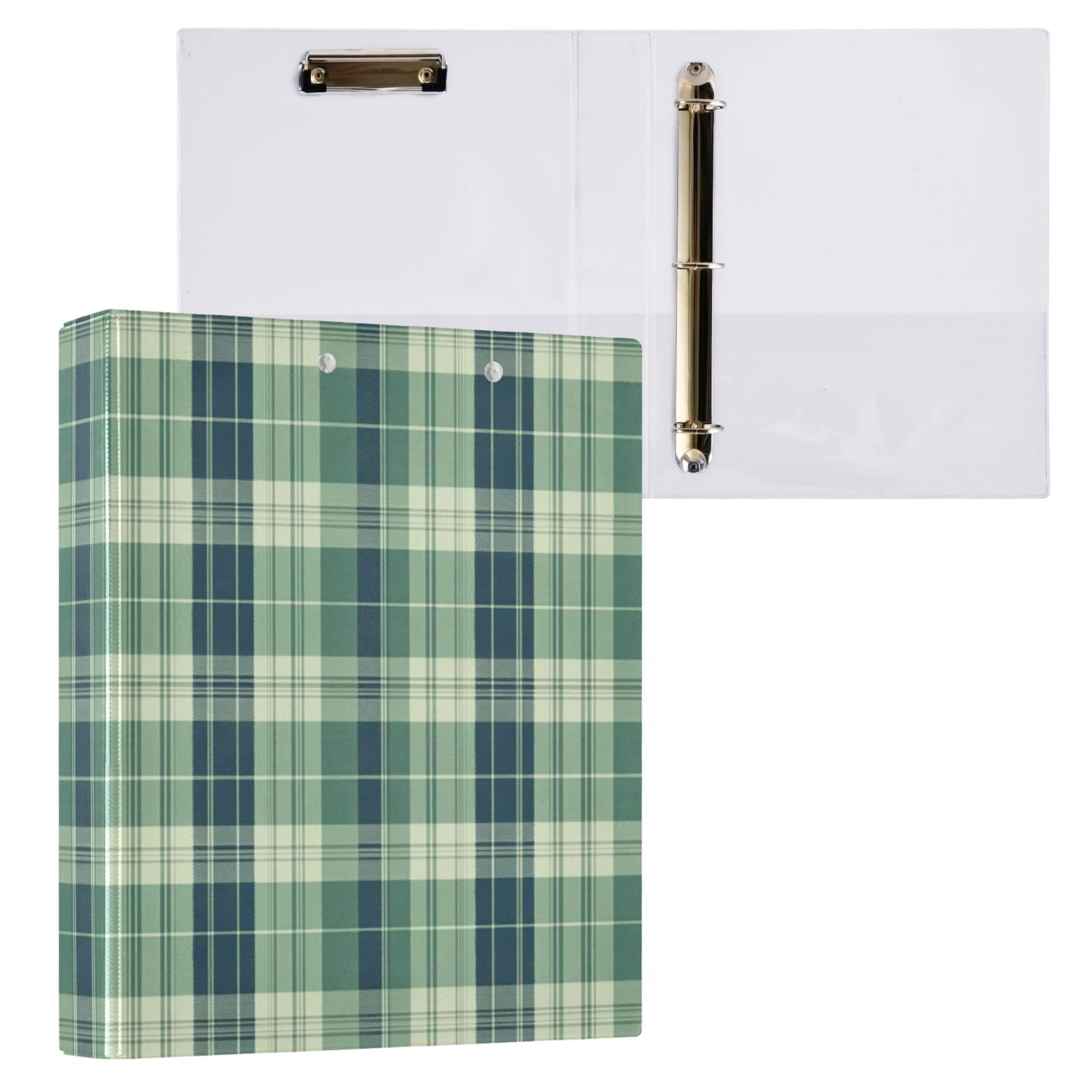 Green Tartan Pattern 3 Ring Hardcover Binders 1.5in Round Rings for ...