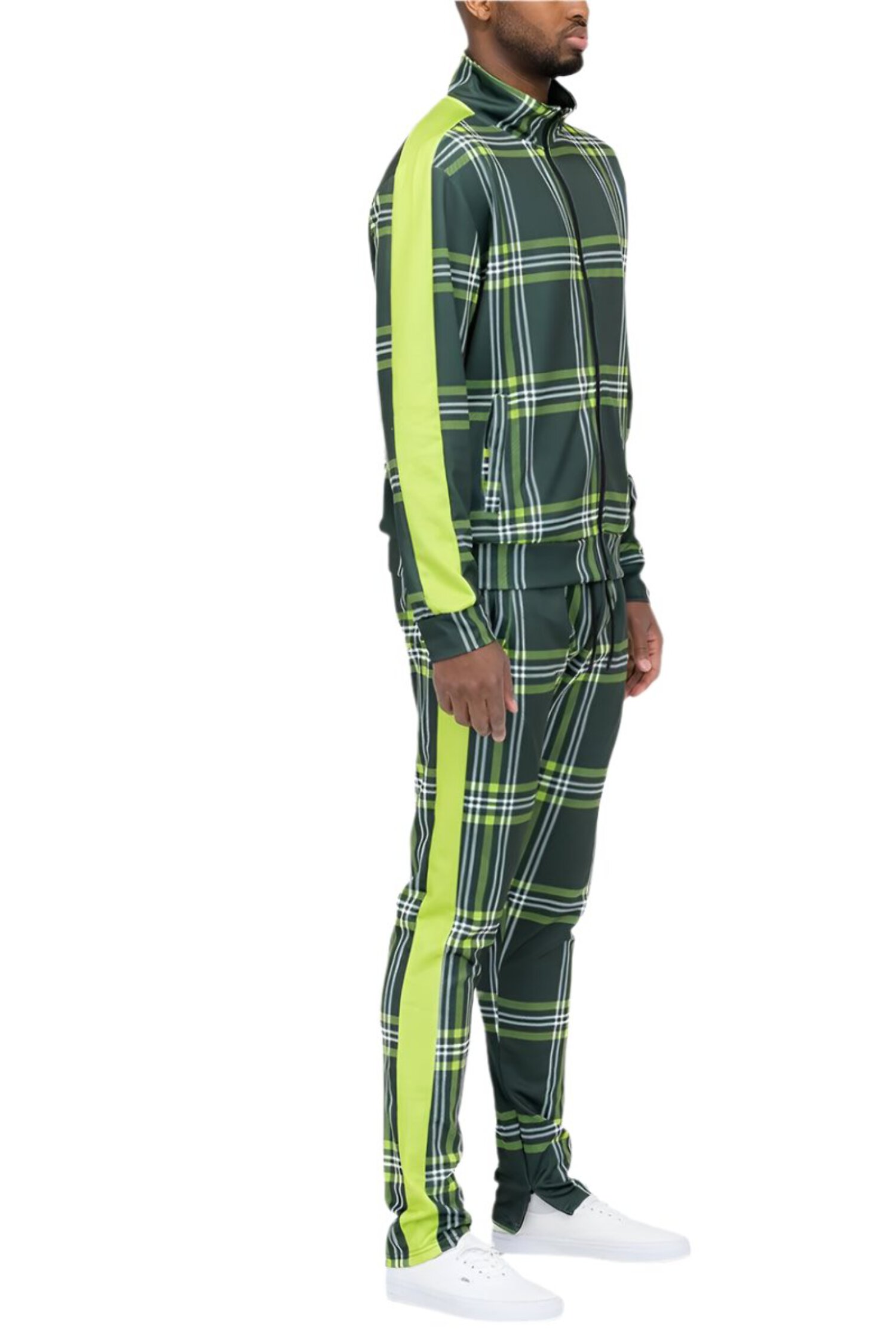 Green Tartan Plaid Track Jacket and Pant Set Mens - Walmart.com