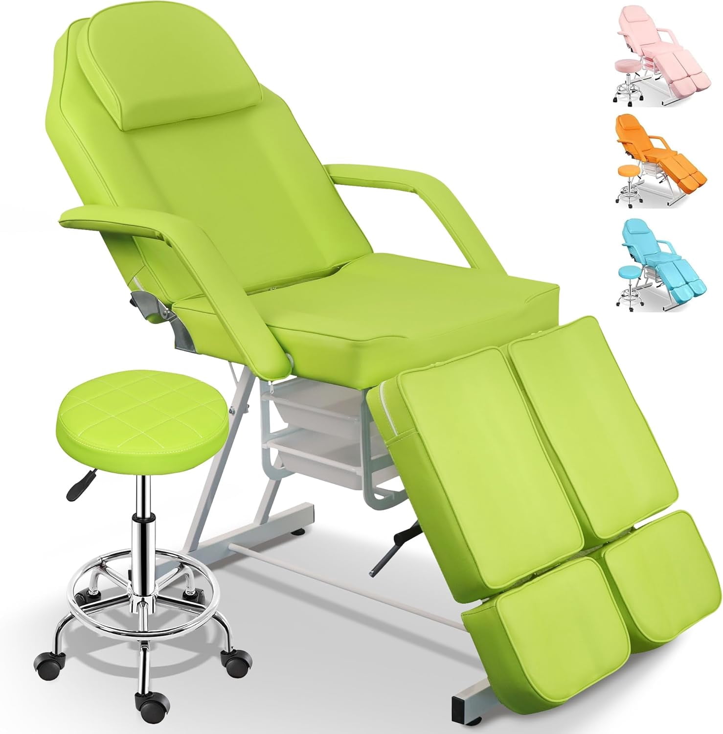 Green Tattoo Chair for Client with Split Legs,Lash Chair Bed with ...