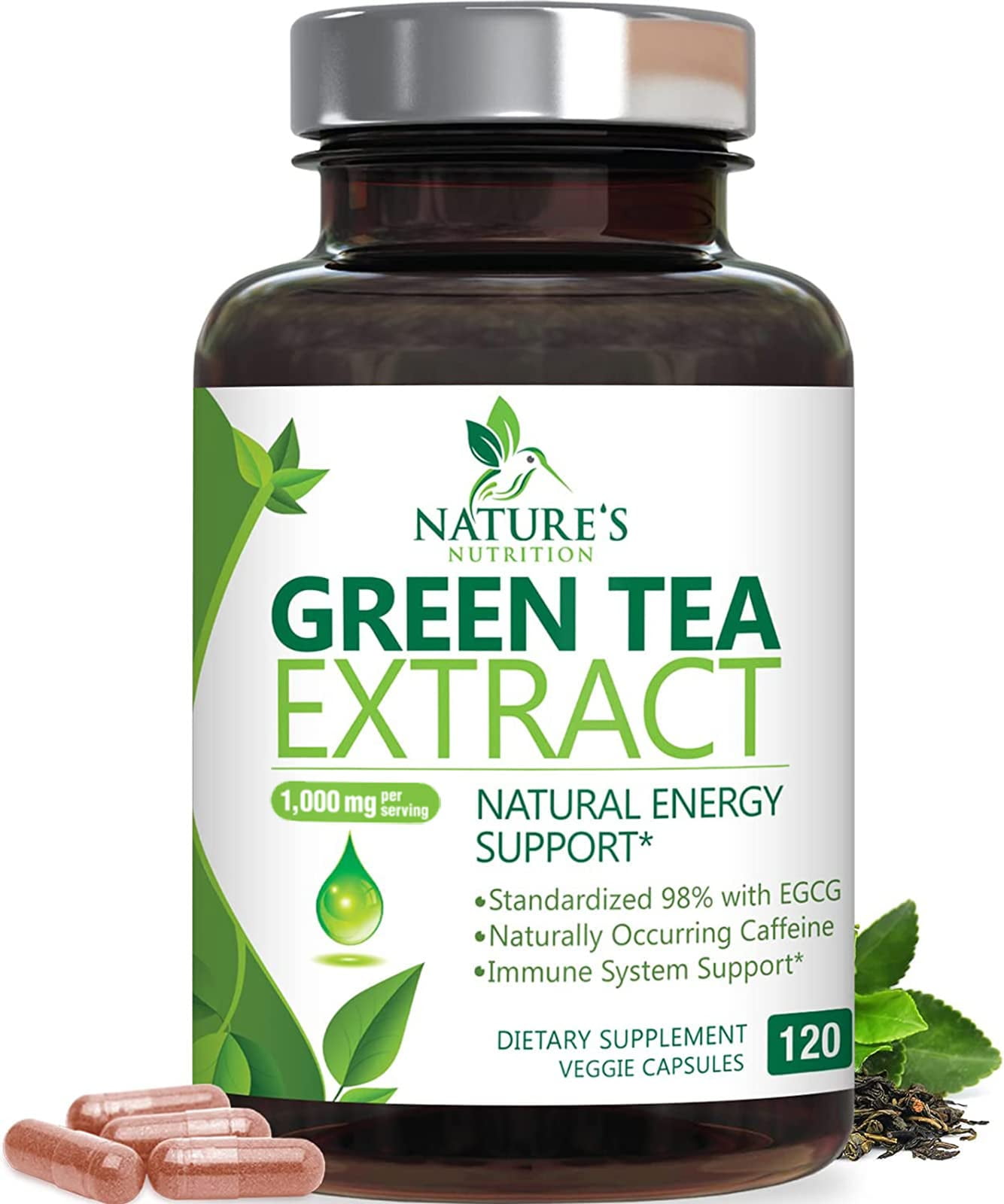 Nature's Nutrition Green Tea Extract Pills - 1000mg EGCG, 3X Strength ...