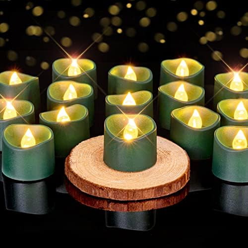 Green Tea Lights Candles Battery Operated, 200+Hour Flameless ...