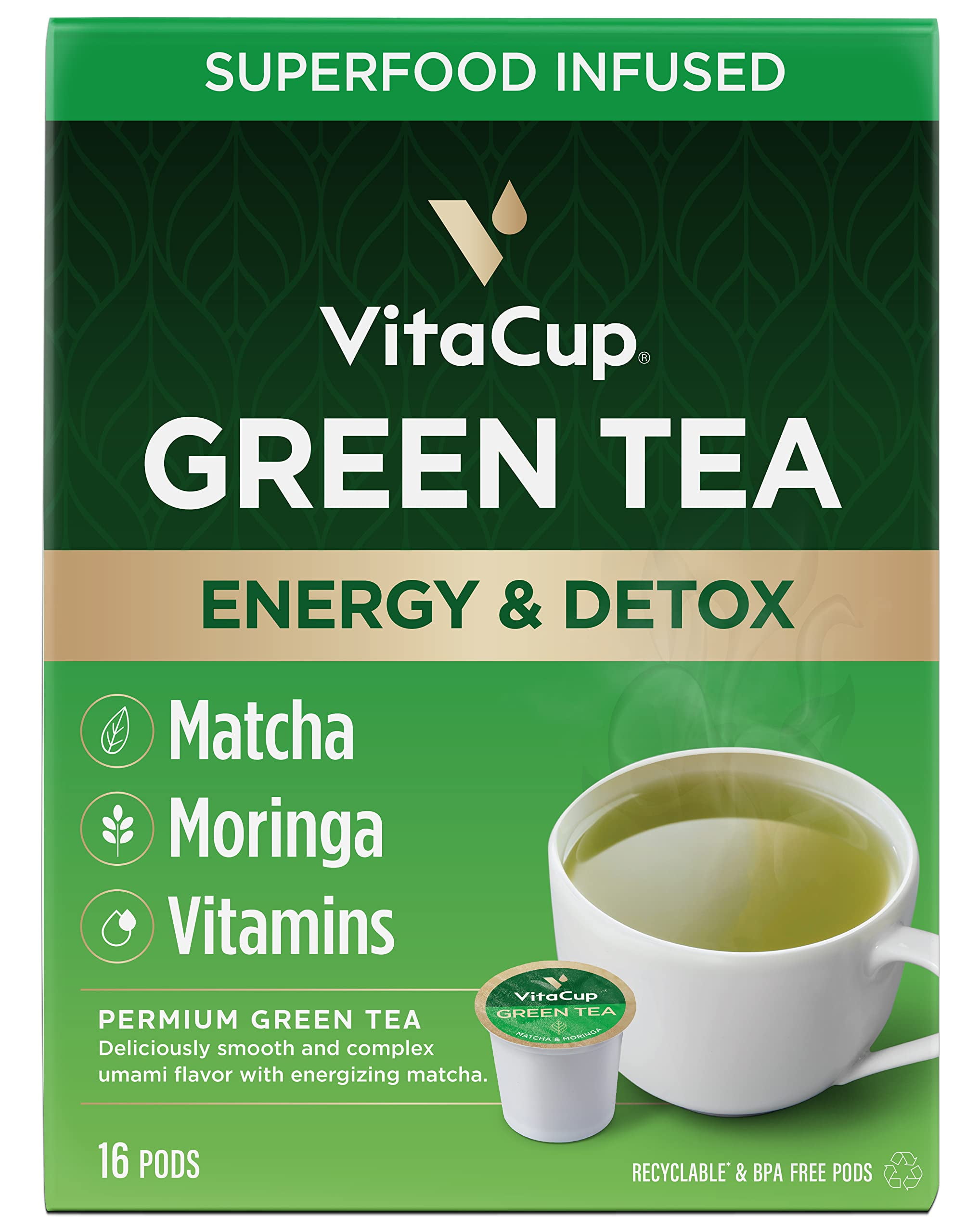 Green Tea Pods, Enhance Energy & Detox With Matcha, Moringa, B Vitamins ...