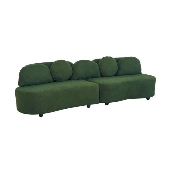 Green Teddy Sofa, Left Facing Chaise, Modern Sectional Couch, Small ...