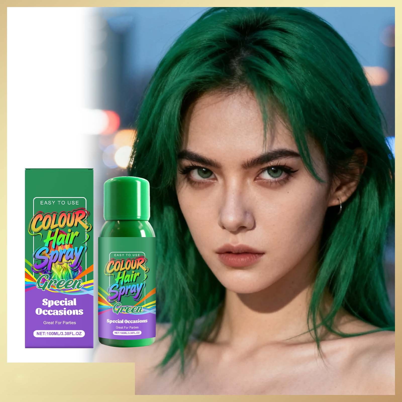Green Temporary Hair Dye Spray, 100ml, Easy Wash Out, Vibrant Color ...