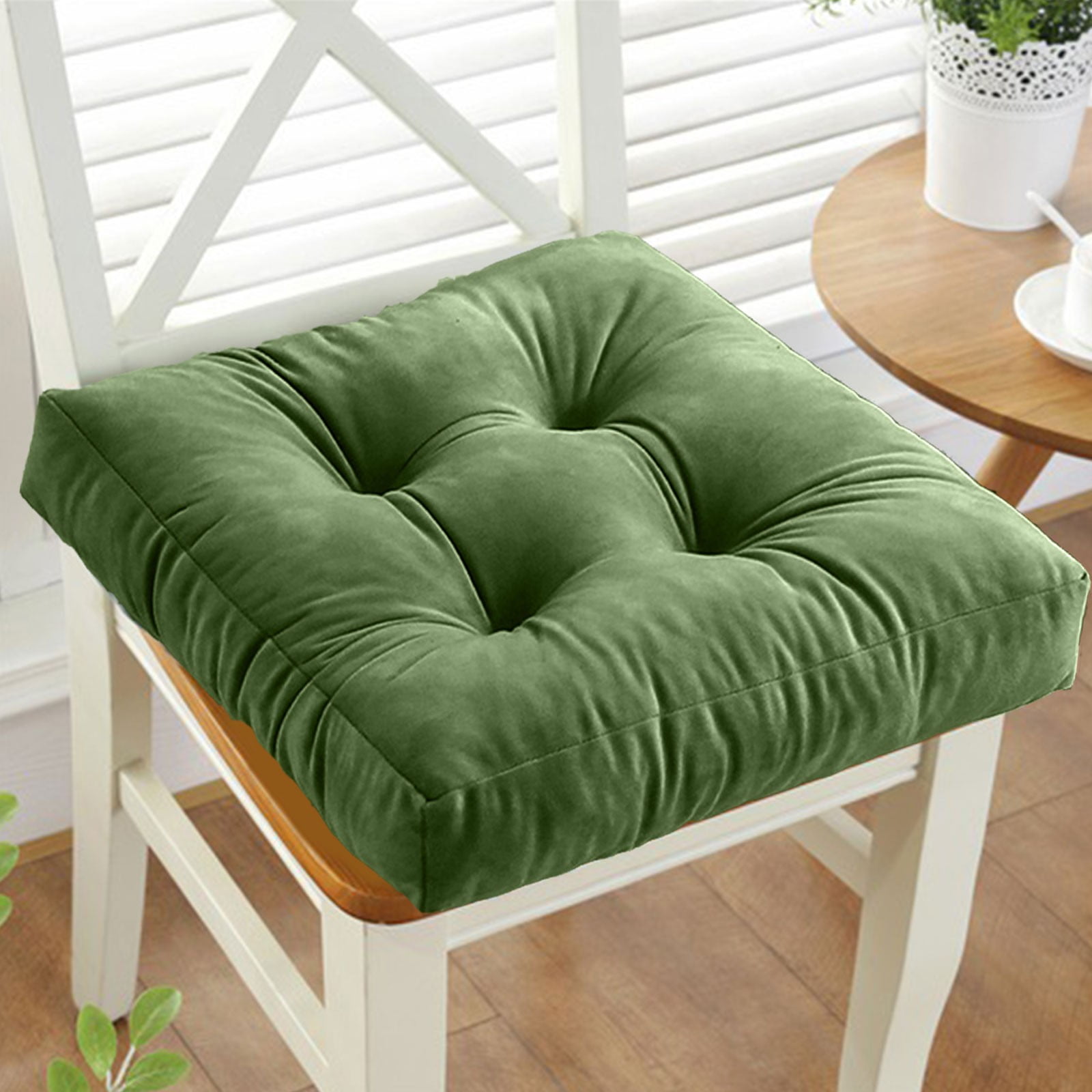 Green Thickened Non Slip Chair Cushion With Flock Cover, Lightweight ...