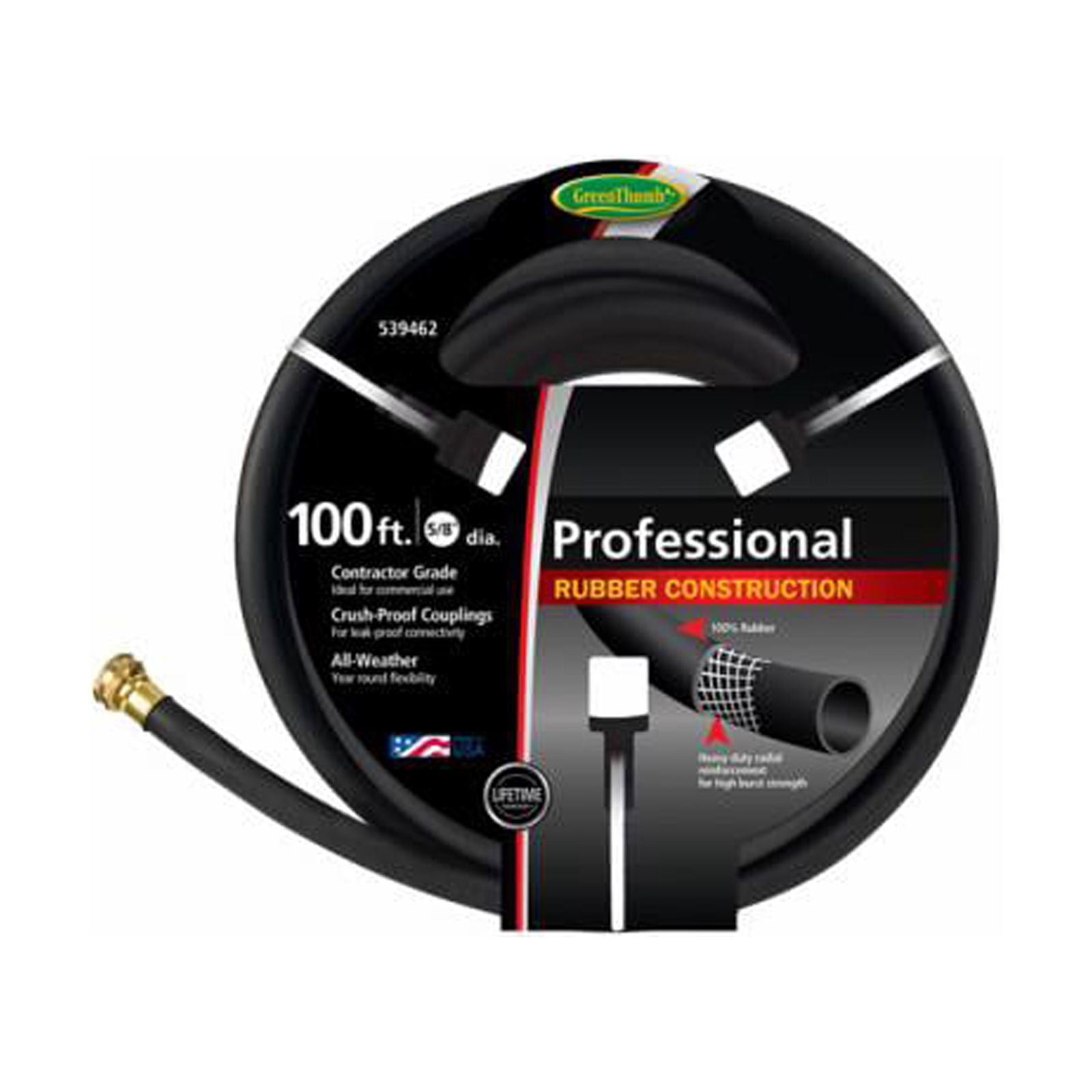 Green Thumb 8650-100 Rubber Garden Hose, Black, 5/8-In. x 100-Ft ...