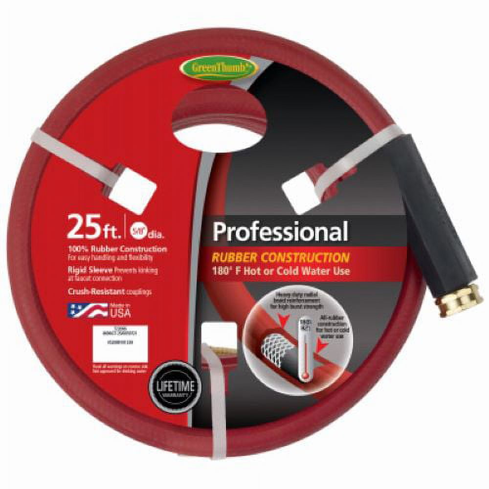 Green Thumb 8696GT-25 5/8" Inch x 25' Foot Professional Red Rubber Hot ...
