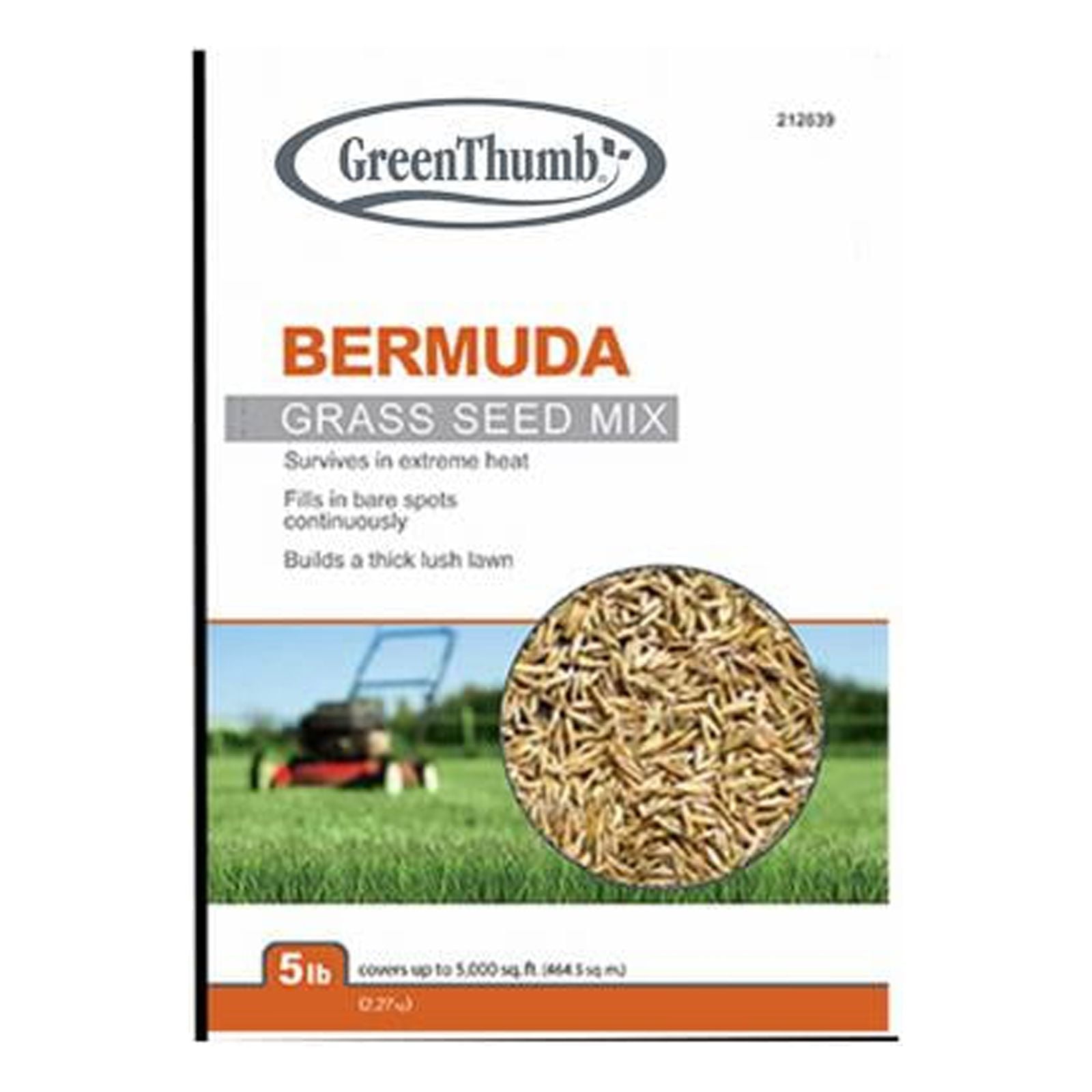 Green Thumb GTBERM5 Grass Seed, Unhulled Bermuda, 5 Lbs., Covers 1,125 ...