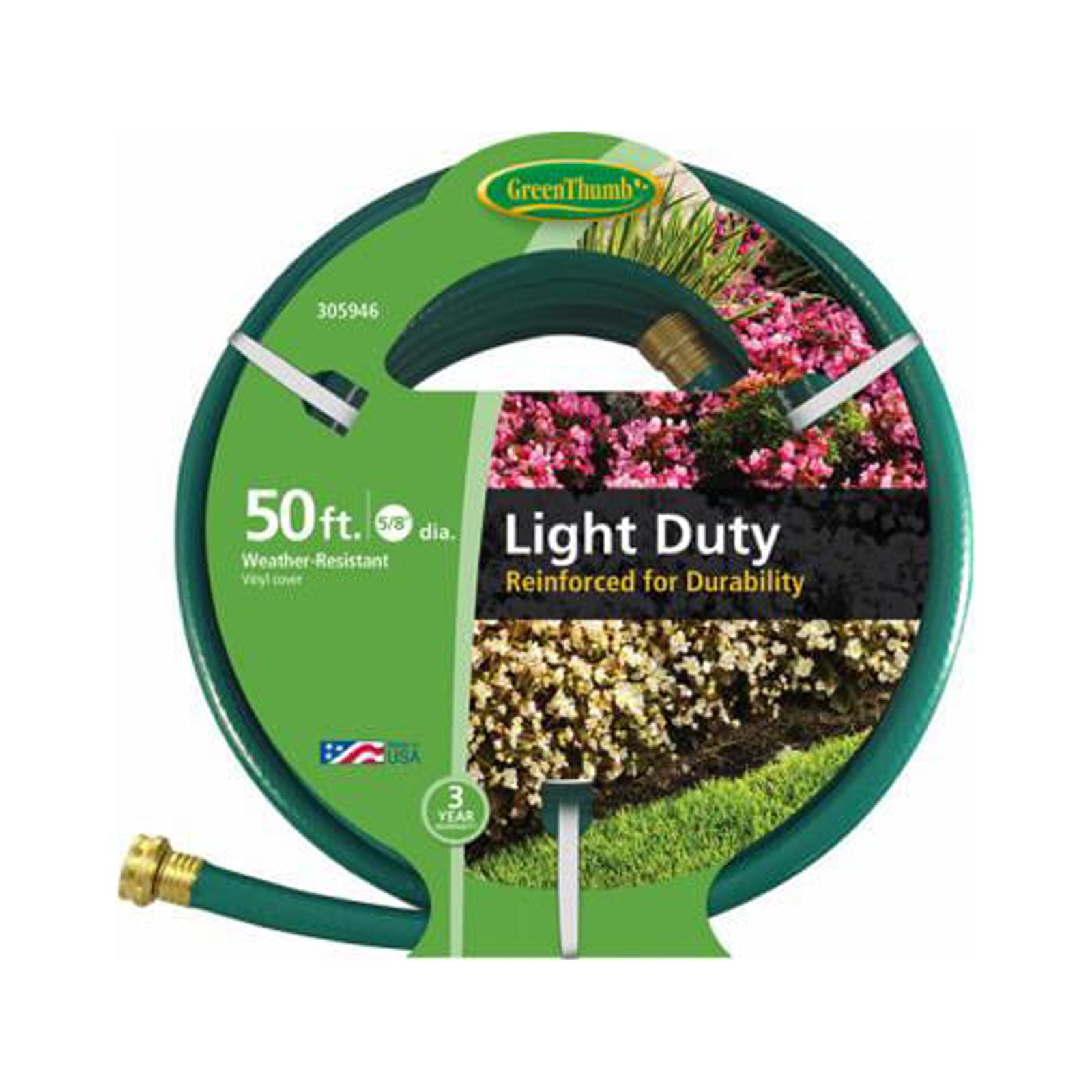 Green Thumb Garden Hose, Nylon-Reinforced 3-Ply Vinyl, Light duty, 5/8 ...