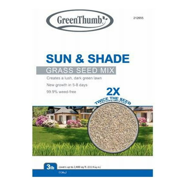 Green Thumb GTSS3 Sun/Shade Grass Seed Mix, 3 Lbs., Covers 1,200 Sq. Ft ...